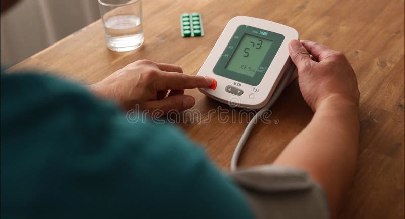 Elderly Man Sitting on a Table and Using a Nebuliser Mist at Home Stock ...