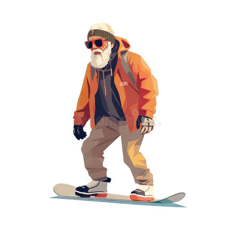 Elderly Man Snowboarding in Minimalist Style AI Generated Stock ...