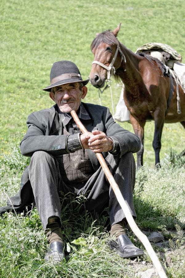 Elderly man with stick stock image. Image of summer, gray - 22053657