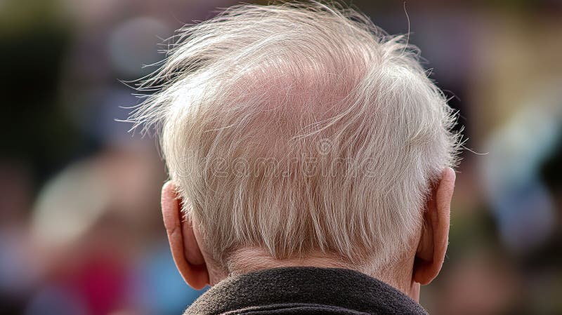 Elderly Man with Thin Wispy White Hair that Seems Static-y and ...
