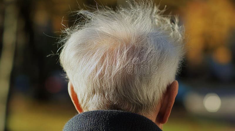 Elderly Man with Thin Wispy White Hair that Seems Static-y and ...