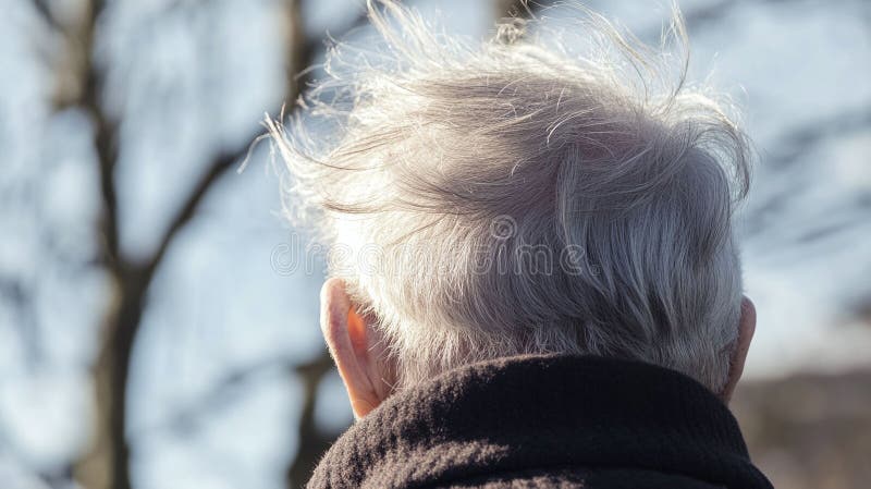 Elderly Man with Thin Wispy White Hair that Seems Static-y and ...