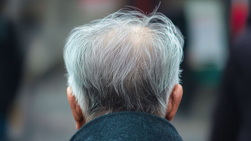 Elderly Man with Thin Wispy White Hair that Seems Static-y and ...