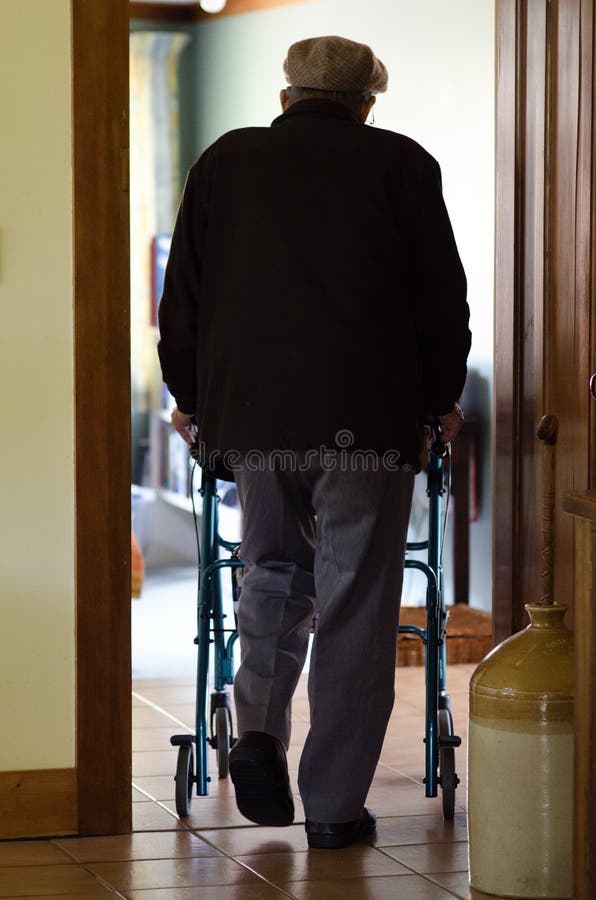 Elderly Man Use a Walker (walking Frame) Stock Photo - Image of ...