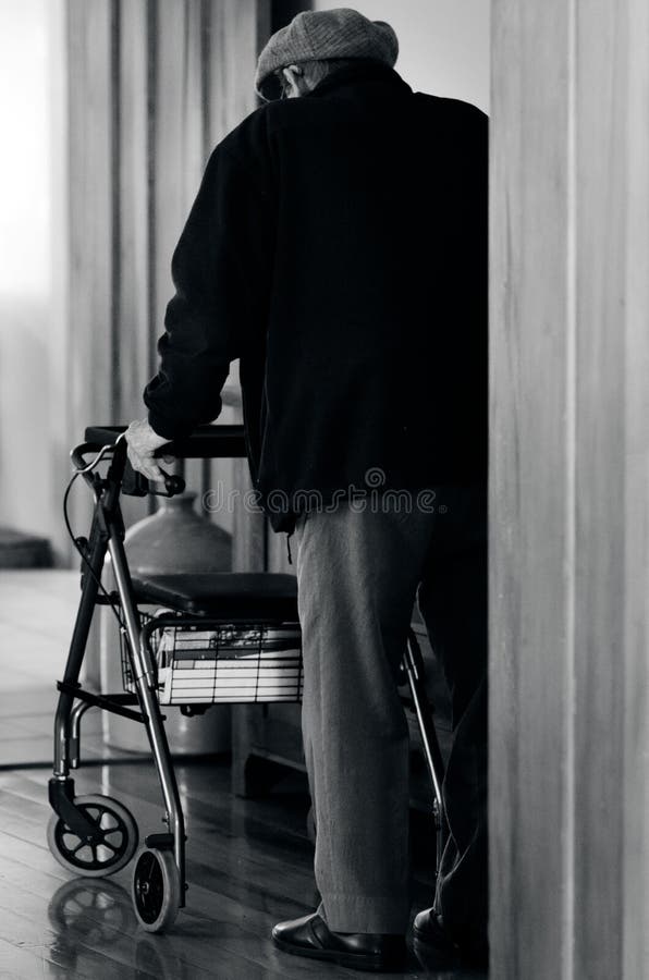 Elderly Man with Walker stock photo. Image of glasses - 18568000