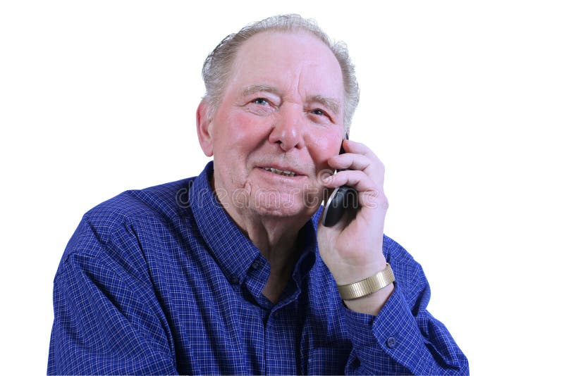 Elderly Man Using Cell Phone Stock Photo - Image of cell, technology ...
