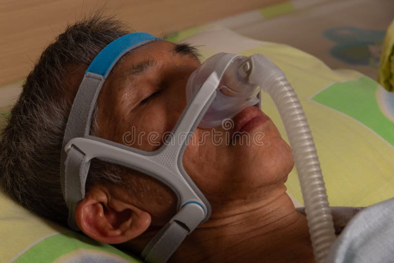 Elderly Man Using Medical CPAP Machine Stock Photo - Image of ...