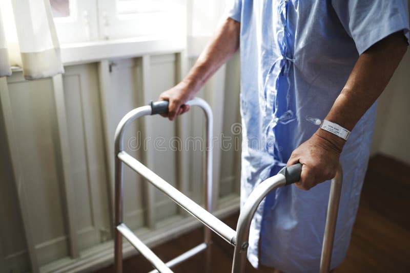 An Elderly Man Using a Walker Stock Image - Image of support, service ...