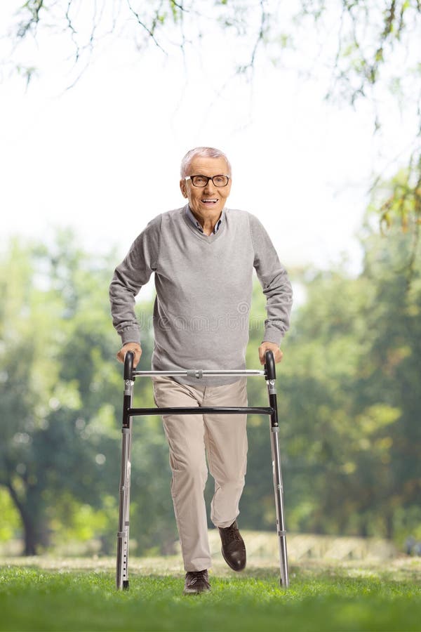 Elderly Man with a Walker Outdoors Stock Photo - Image of park, people ...