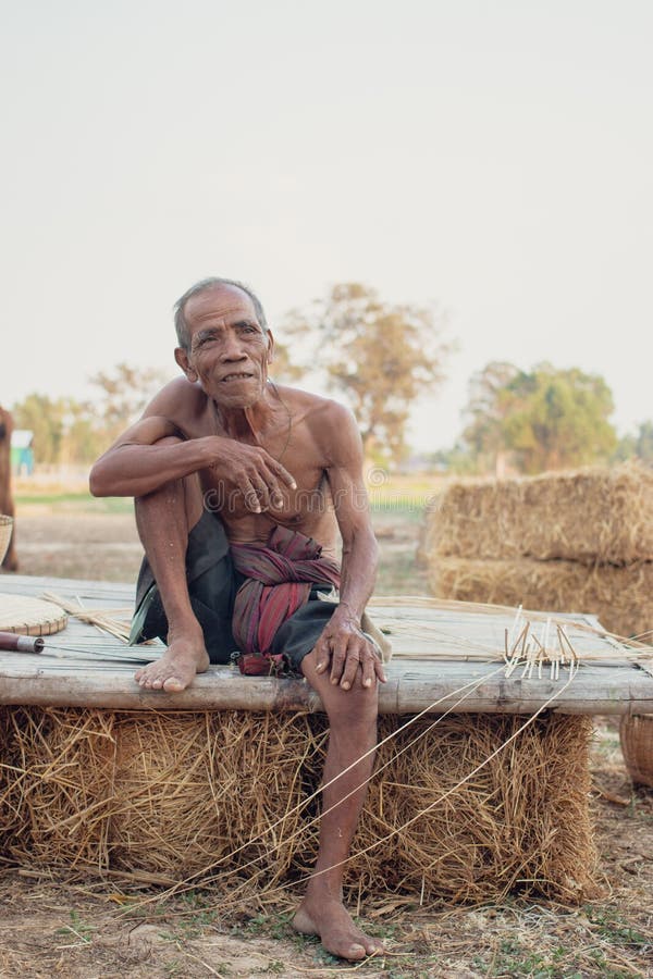 Elderly Man Was Sitting Smoke Editorial Photography - Image of ...