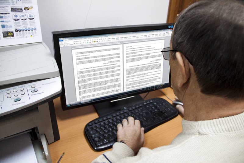 Elderly Man Working in the Office Editorial Photography - Image of ...