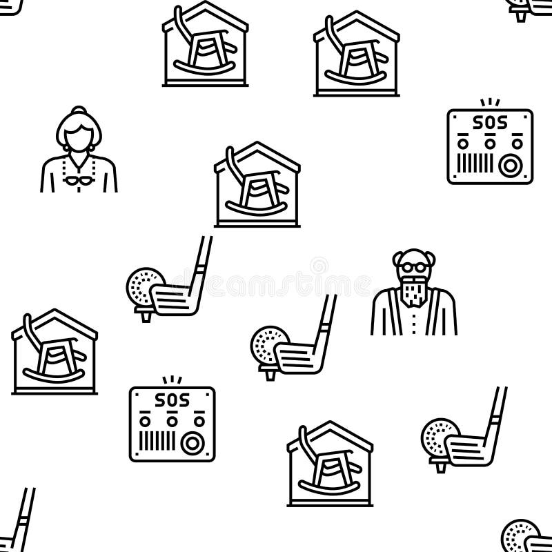 Elderly People Care Vector Seamless Pattern Stock Vector - Illustration ...