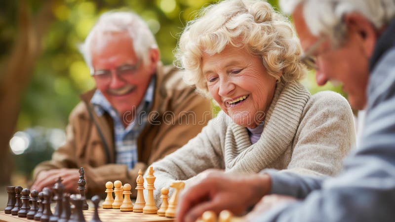 Elderly People Enjoy a Friendly Game of Chess Stock Image - Image of ...