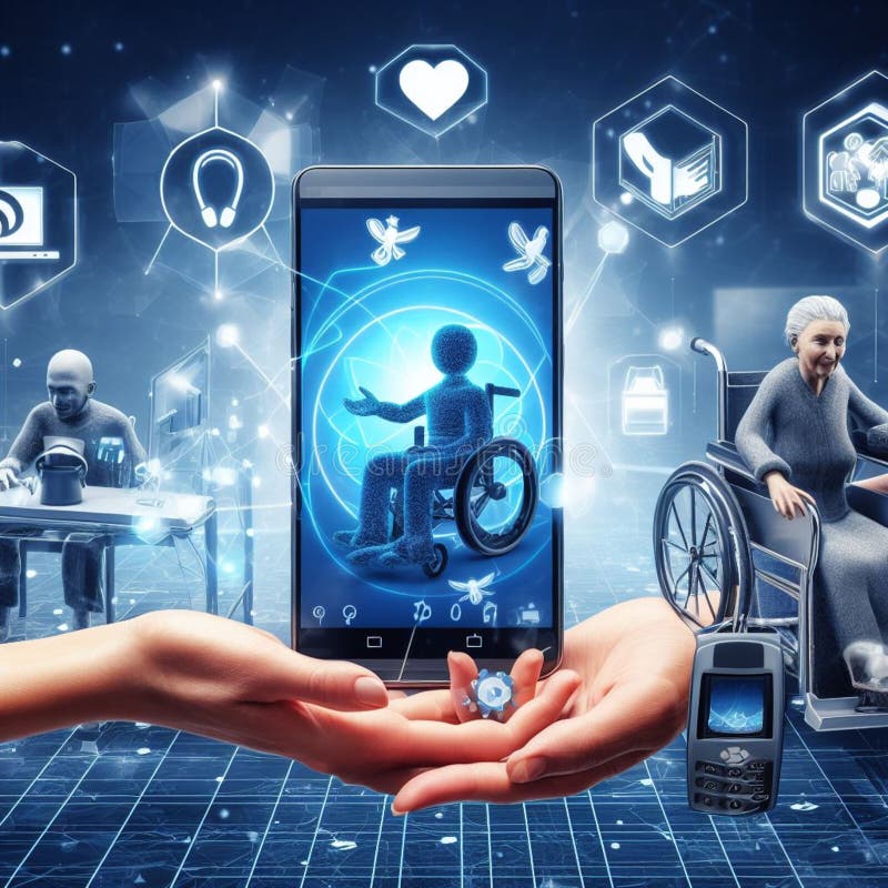 Elderly People Enjoy New Tech and Innovation Stock Illustration ...