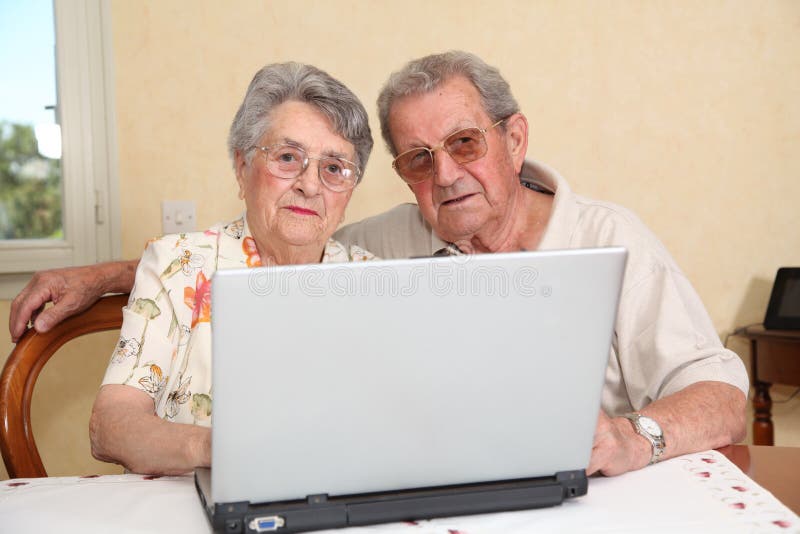 Elderly People and Internet Technology Stock Photo - Image of home ...