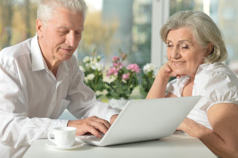 Elderly People and Internet Technology Stock Photo - Image of ...