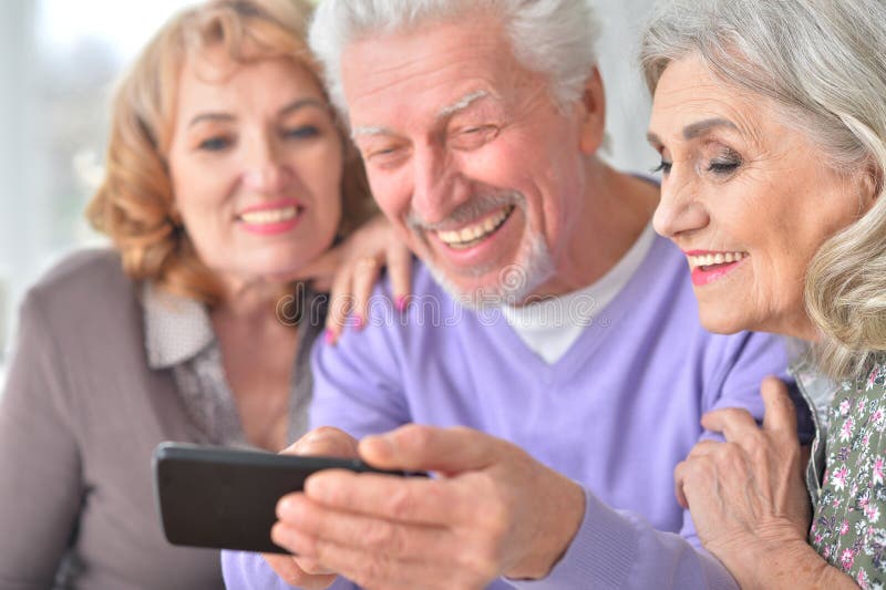 Elderly People Using Mobile Phone Stock Image - Image of cellphone ...