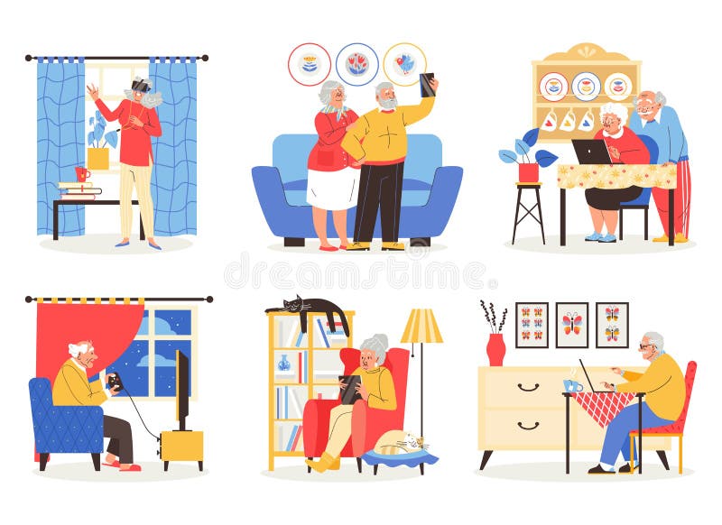 Elderly Learning Gadgets Stock Illustrations – 215 Elderly Learning ...