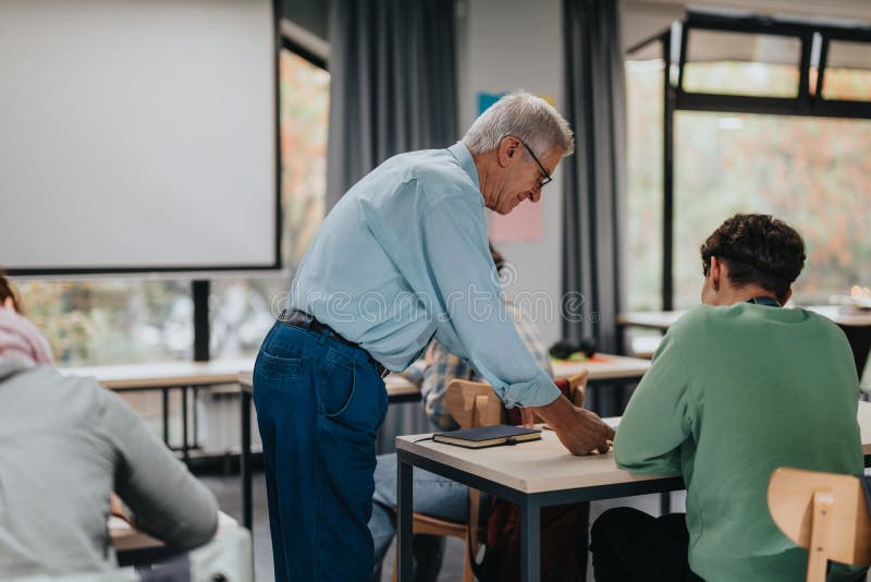 Elderly Professor Teaching Students Classroom Setting Stock Photos ...
