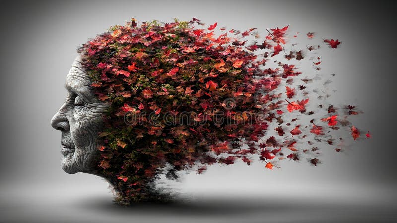 Elderly Profile, Autumn Leaves Blowing, Studio, Memory Fading Stock ...