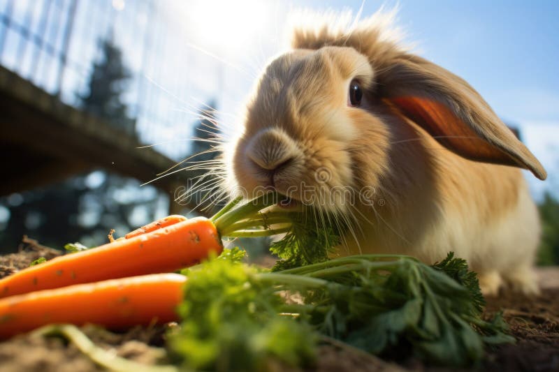 Elderly Rabbit Munching on Carrot Stock Photo - Image of elderly, food ...