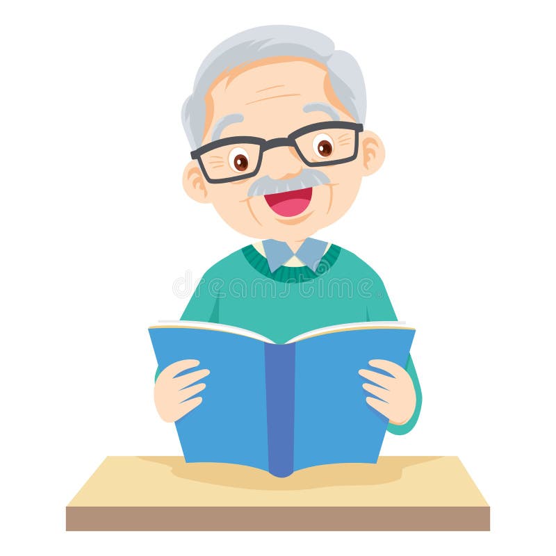 Elderly reading book stock vector. Illustration of elderly - 246155900