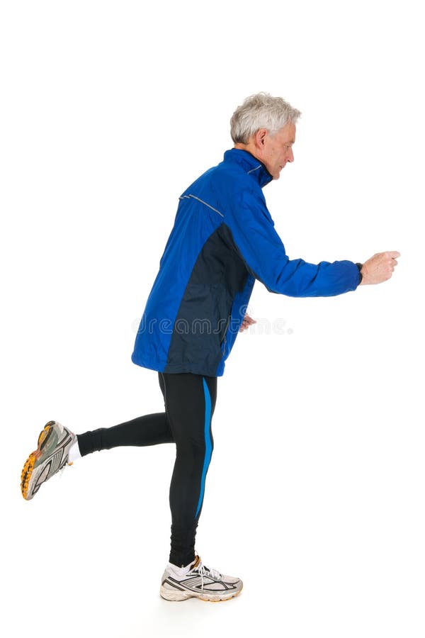 Older Man Jogging Running on Meadow Stock Photo - Image of running ...