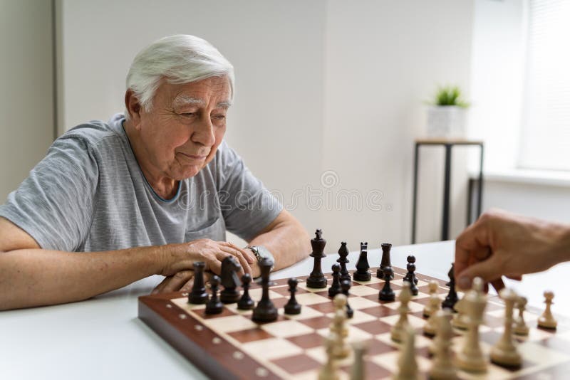 Elderly Senior Playing Chess Stock Image - Image of casual, adult ...