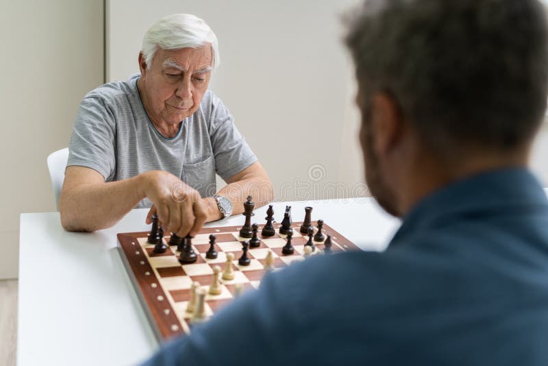Elderly Senior Playing Chess Stock Image - Image of aged, older: 219160861
