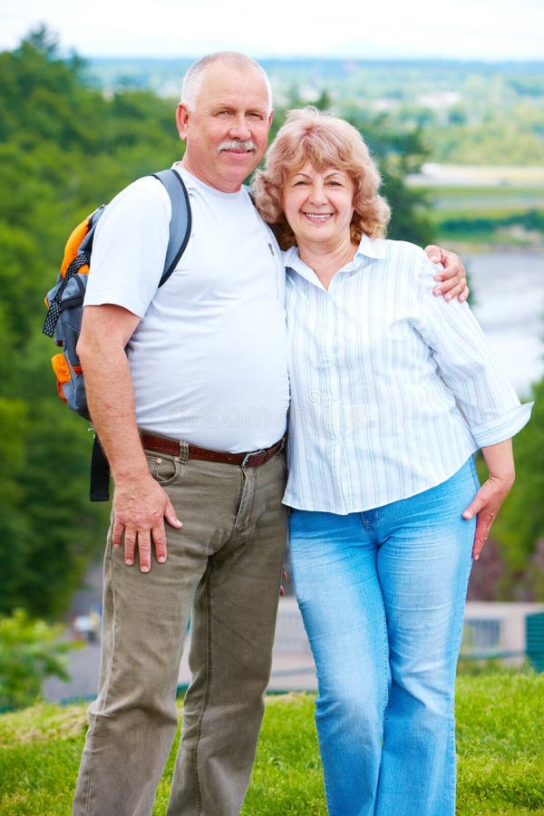 Elderly seniors couple stock image. Image of outdoors - 12257753