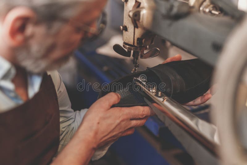 An elderly man at work stock image. Image of shoemaker - 120366803