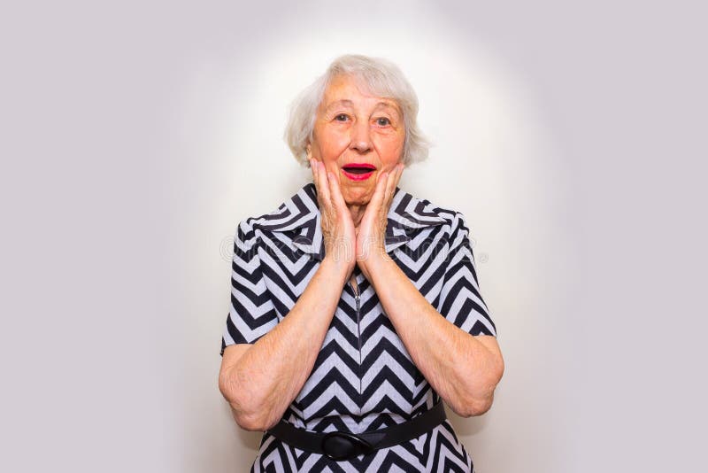 Elderly surprised woman stock photo. Image of lady, elderly - 95652378