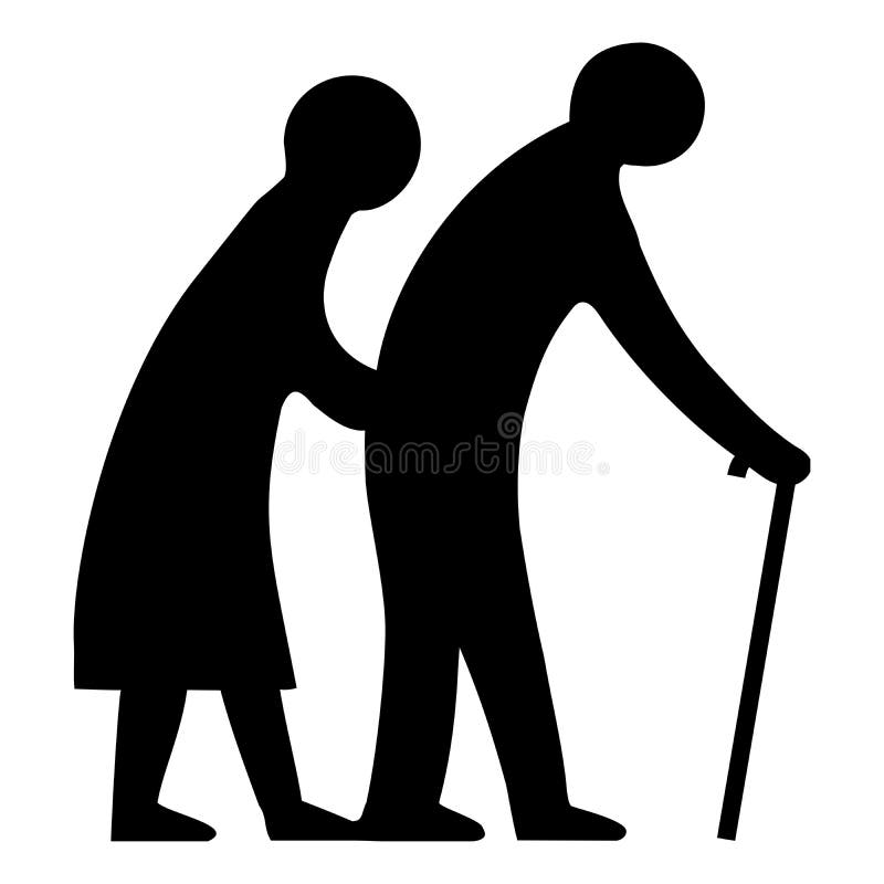 Elderly Symbol. Old People Blue Icon Stock Vector - Illustration of ...