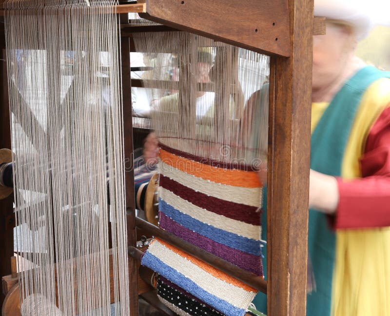Elderly Weavers with an Old Hand Loom during the Weaving of the Stock ...