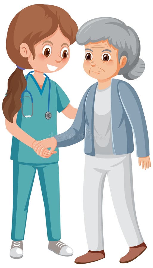 Elderly Woman With Caregiver Stock Vector Illustration Of Aged