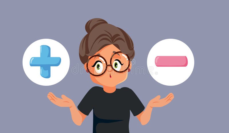 Elderly Woman Comparing Pro and Con Arguments Vector Cartoon Stock ...