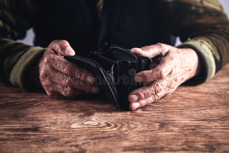 Elderly Woman with Empty Wallet Stock Photo - Image of poor, people ...