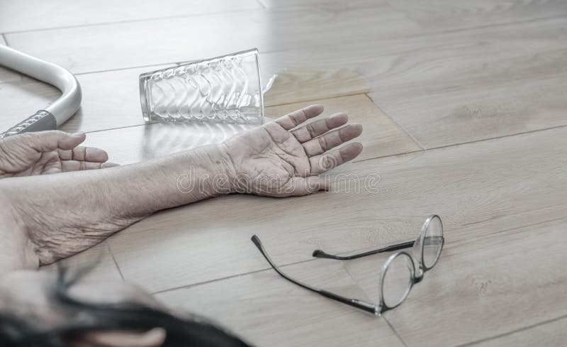 Elderly Woman Falling Down at Home ,hearth Attack Stock Photo - Image ...