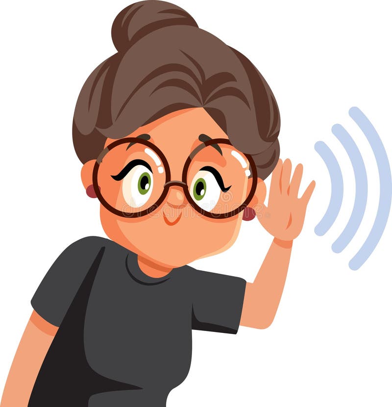Elderly Woman with Good Hearing Vector Cartoon Illustration Stock ...