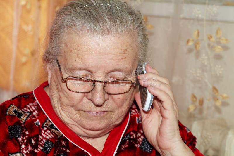 Elderly Woman and Mobile Phone Stock Image - Image of care, adult: 52665911