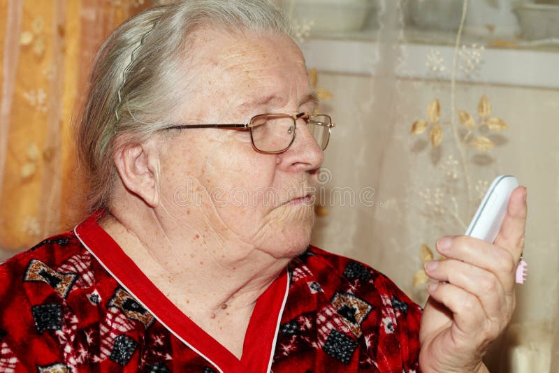 Elderly Woman and Mobile Phone Stock Photo - Image of aged, health ...