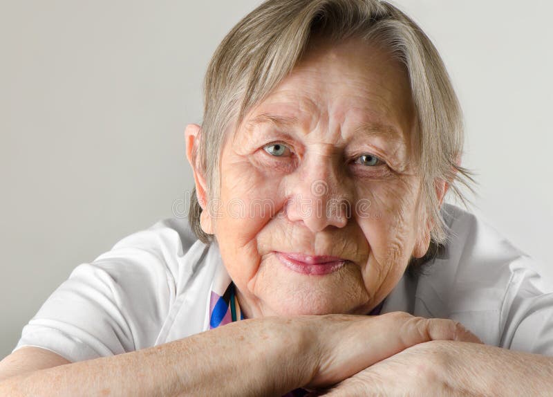 Elderly woman s portrait stock image. Image of wrinkle - 27737145