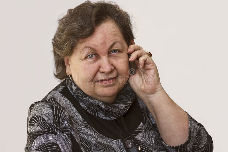 Elderly Woman Smiling Talking on the Phone Stock Image - Image of face ...