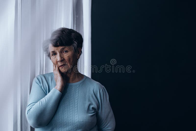 Elderly Woman Standing Beside Window Stock Image Image Of Person