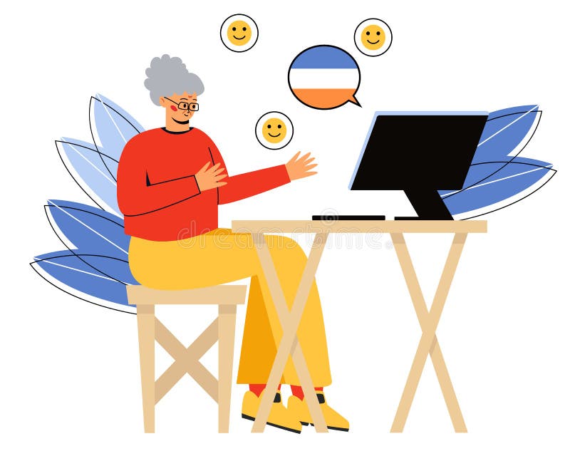 An Elderly Woman is Studying Foreign Languages. Online Learning of ...
