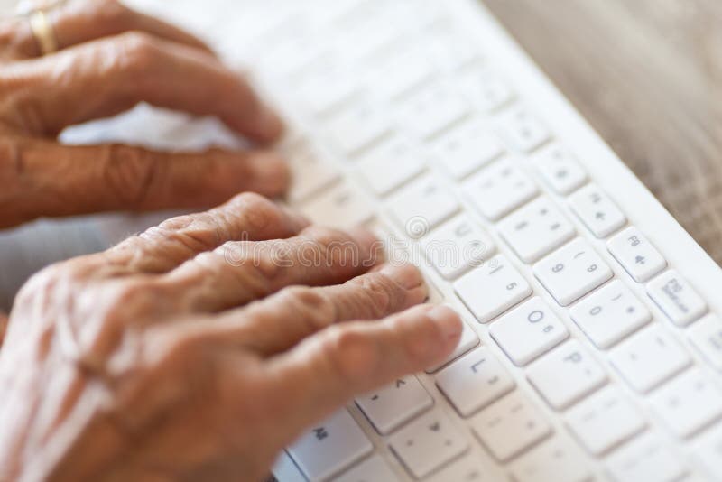 Elderly Woman Typing on a Keyboard Stock Photo - Image of browsing ...