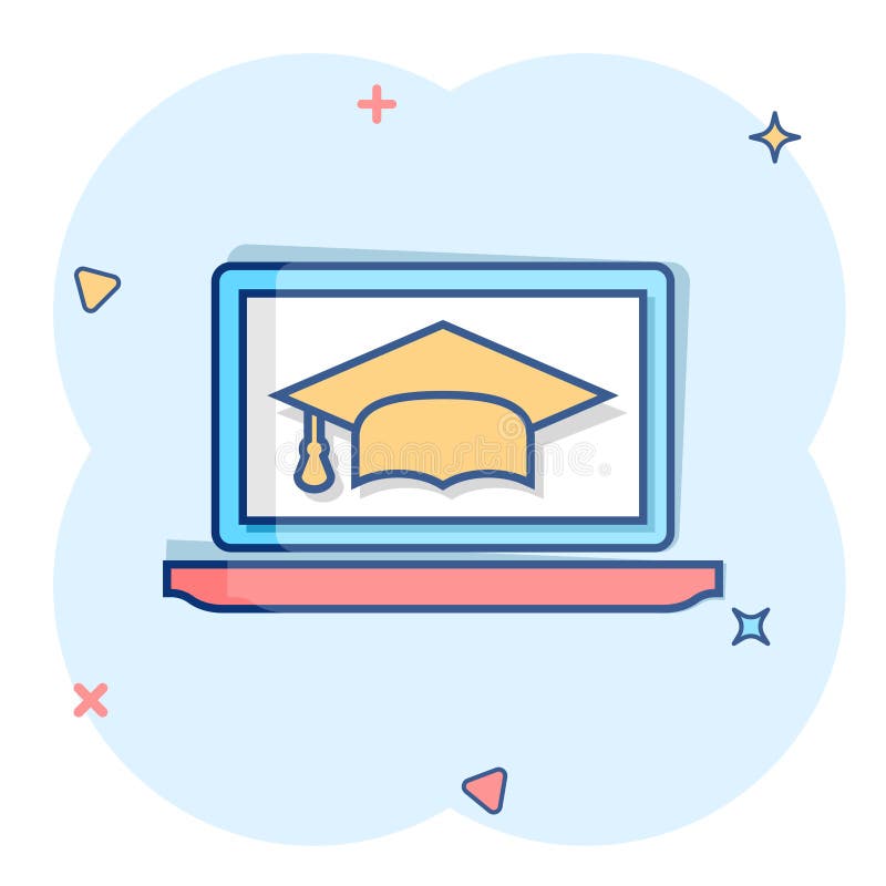 Elearning Education Icon in Comic Style. Study Vector Cartoon ...