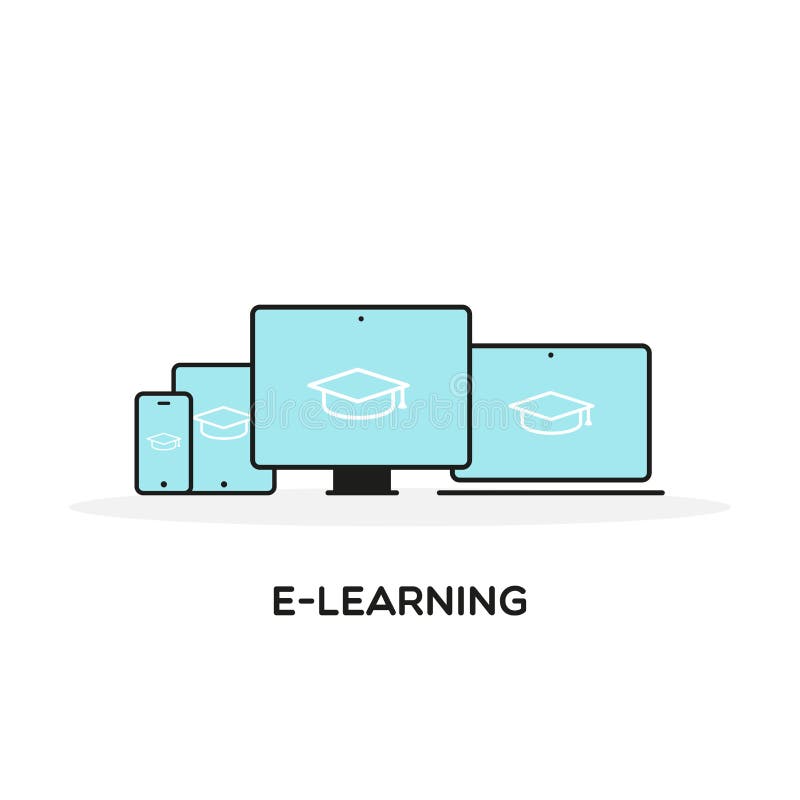 ELearning Icon. Concept of Training, Courses, Graduation, Webinar or ...