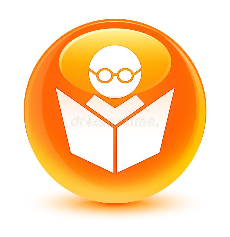 Elearning Icon Glassy Orange Round Button Stock Illustration ...