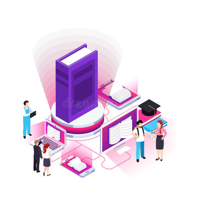 Elearning Isometric Concept Stock Vector - Illustration of study ...